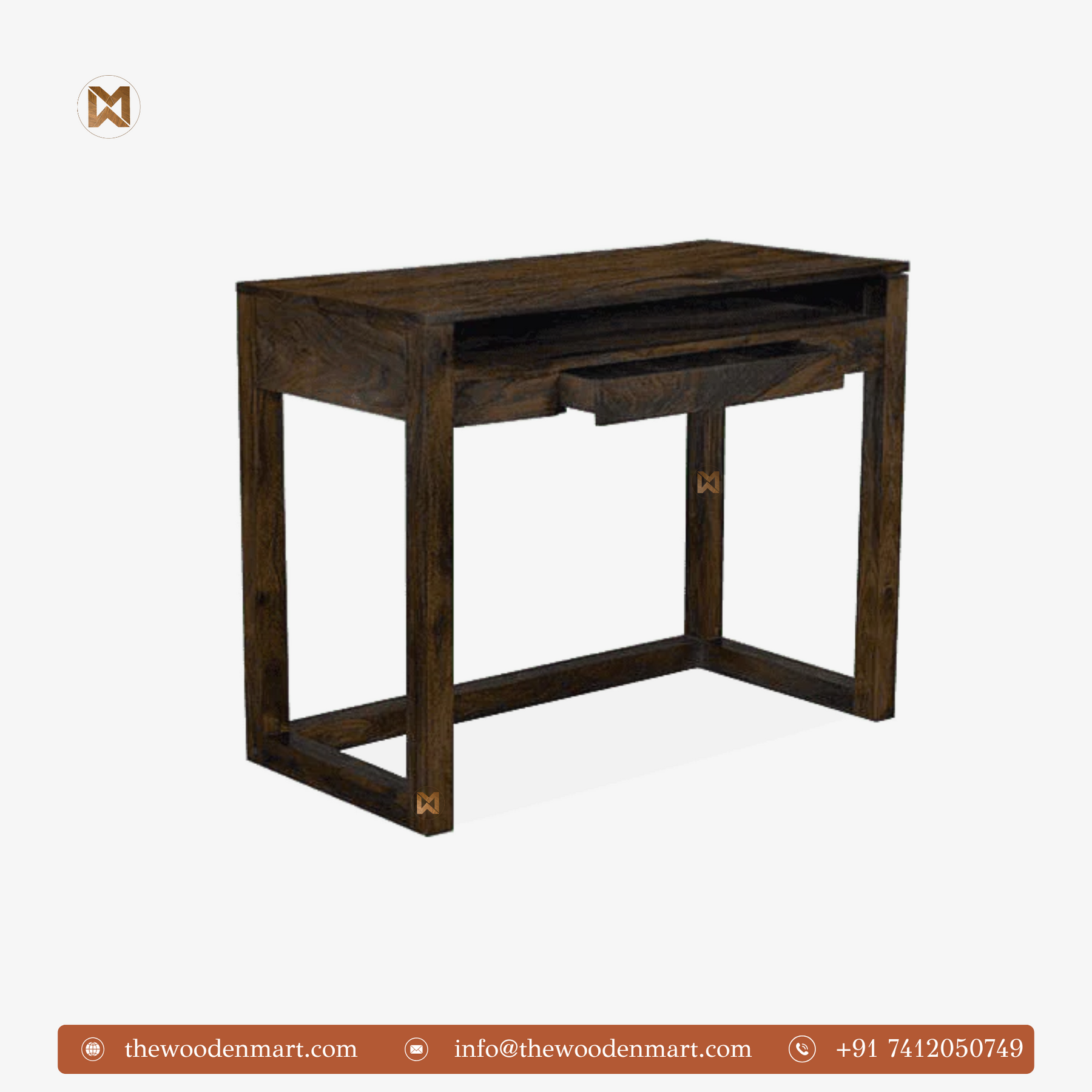 Minimalist Sheesham Wooden Study Table with Compact Drawer | The Wooden ...