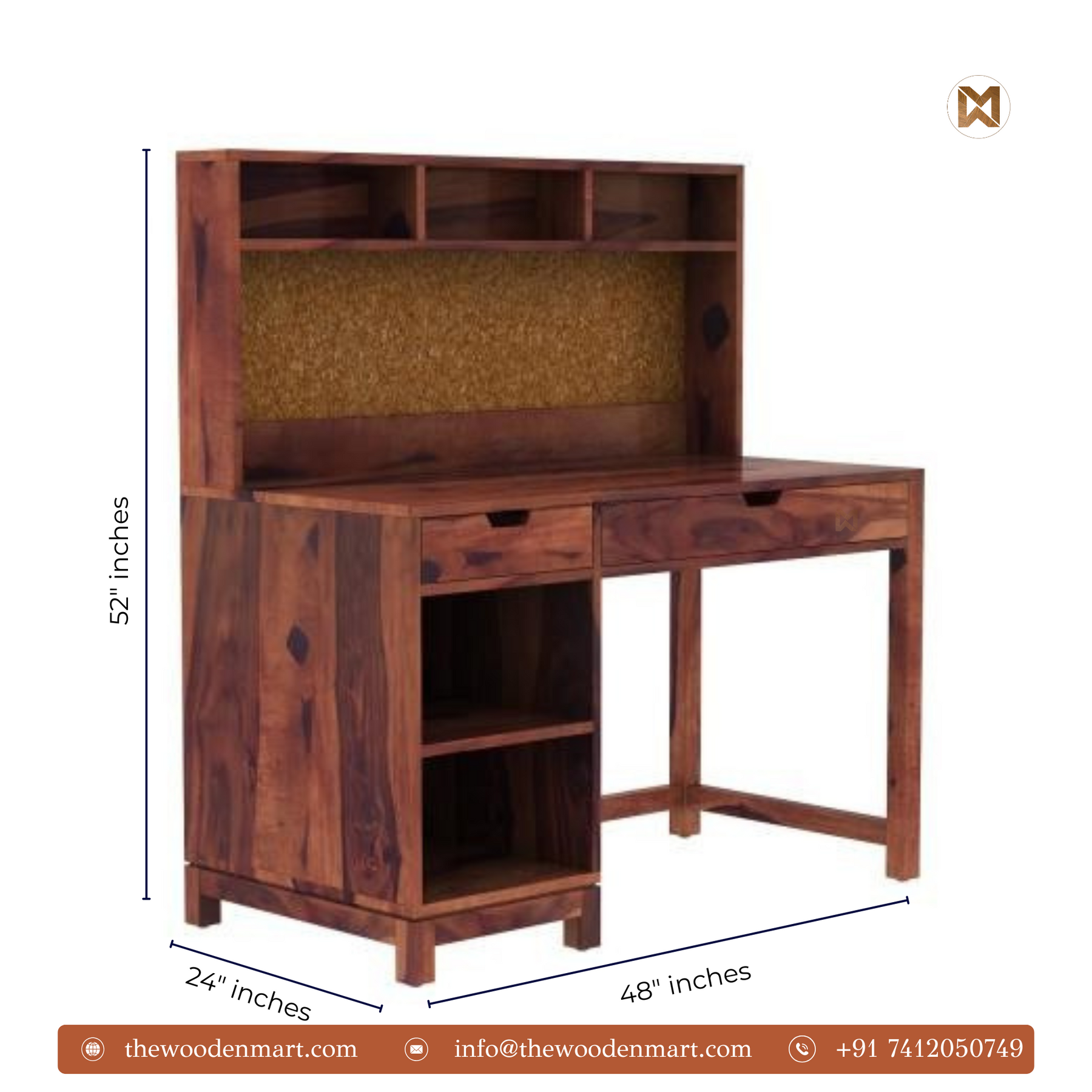 Study Table in Sheesham Wood with Storage & Drawer | The Wooden Mart