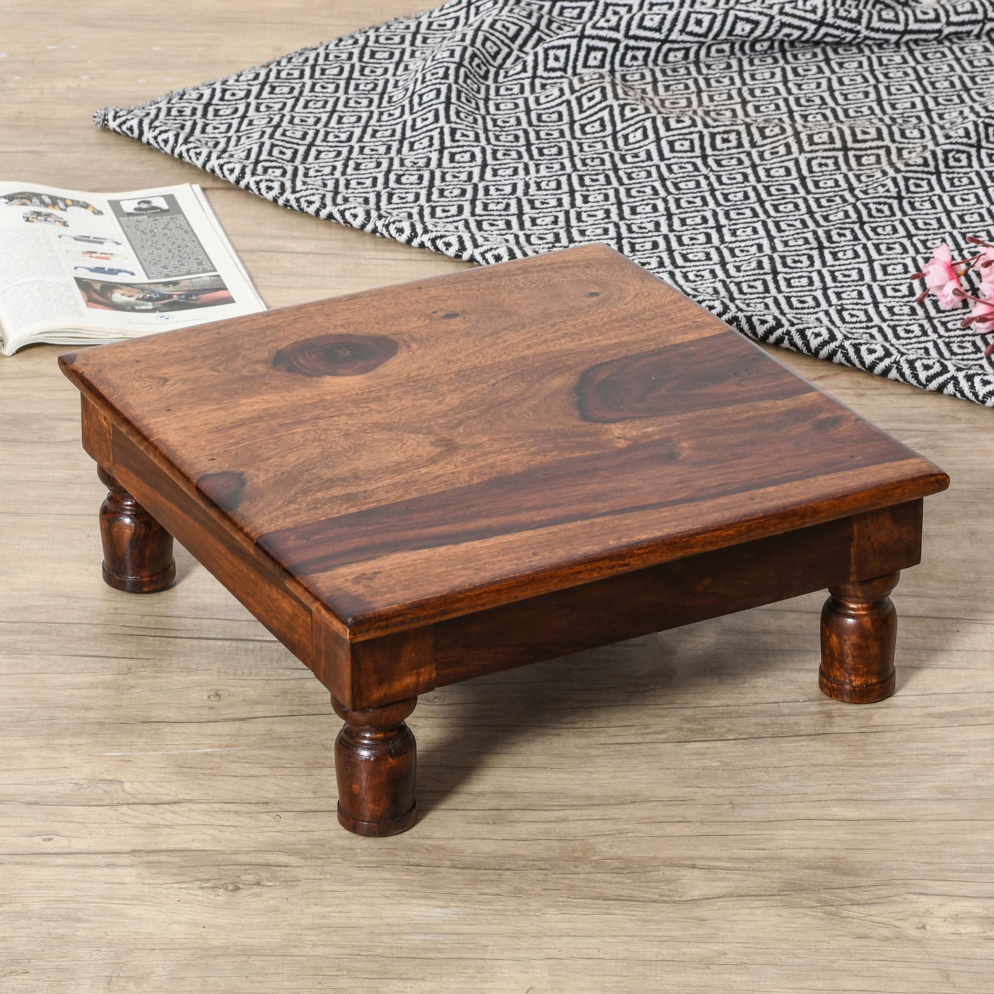 Wooden Pooja Bajot Chowki For Home The Wooden Mart